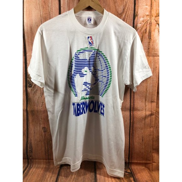 LOGO 7 | Shirts | Nos Vintage 988 Logo 7 Minnesota Timberwolves White Tshirt Mens Large N6 ...